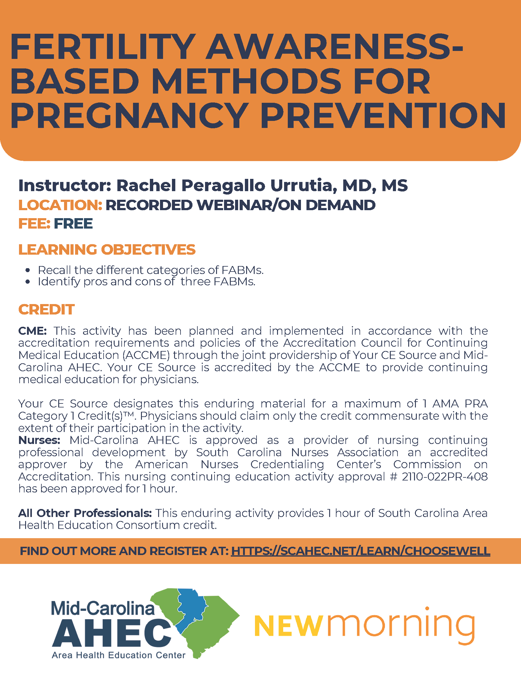 Program Details: Fertility Awareness-Based Methods for Pregnancy Prevention | South Carolina ...
